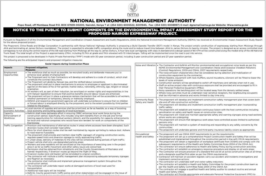 NEMA Public Notice and ESIA Summary 24.2.2020 1of3